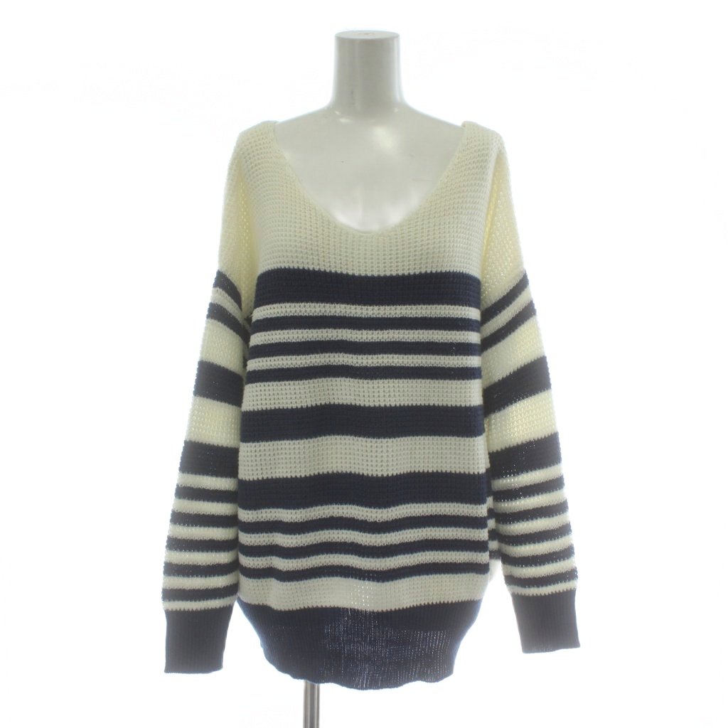 【中古】アンドバイピー&ディー ピンキー&ダイアン & by P&D ニット セーター 長袖 Vネック ボーダー柄 38 青 ブルー 白 ホワイト /XZ ■GY58 レディース 【ベクトル 古着】 260125ブランドアンドバイピー&ディ...