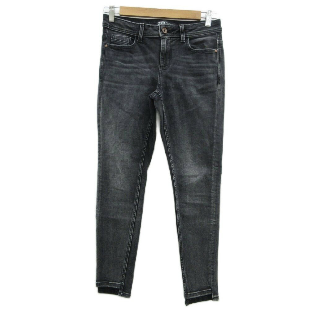 【中古】ザラ ZARA デニムパンツ ジーンズ スキニーパンツ 2 チャコールブラック ウォッシュ加工 ロング丈 /YS22 ■GY58 レディース 【ベクトル 古着】 260202ブランドザラ ZARA表記サイズ2実寸サイズウエスト：66...
