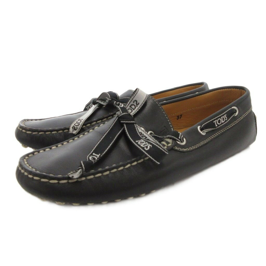 【中古】トッズ TOD'S ドライビングシューズ フラット スクエアトゥ レザー 37 黒 ブラック /FF ■GY62 レディース 【ベクトル 古着】 260216ブランドトッズ TOD'S表記サイズ37実寸サイズ最大幅：8.5cm　アウ...