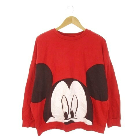 【中古】ディズニー Disney × クロップ CROPP トレーナー M 赤 レッド 長袖 クルーネック ミッキーマウス 裏起毛 /AO12 ■GY58 メンズ 【ベクトル 古着】 260204ブランドディズニー Disney表記サイズM...