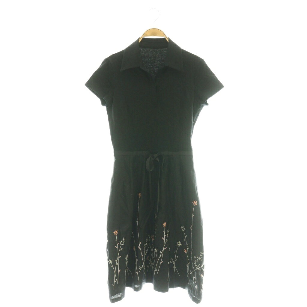 【中古】NATURALFIT FEMME シャツワンピース ひざ丈 40 ブラック /DF ■ECB001 レディース 【ベクトル 古着】 260217表記サイズ40実寸サイズ肩幅：37cm　身幅：39.5cm　着丈：98cm　袖丈：13....