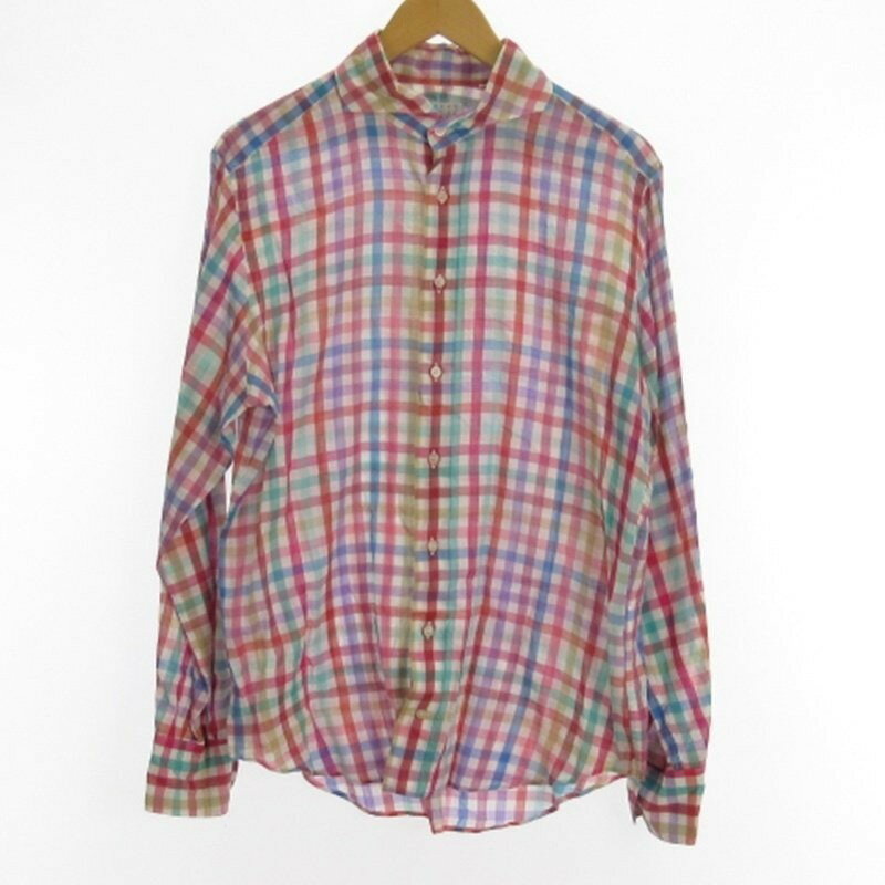 【中古】バーニーズニューヨーク BARNEYS NEW YORK チェック シャツ 透け感あり 長袖 パステルカラー L ■ECD001 メンズ 【ベクトル 古着】 260213ブランドバーニーズニューヨーク BARNEYS NEW YOR...