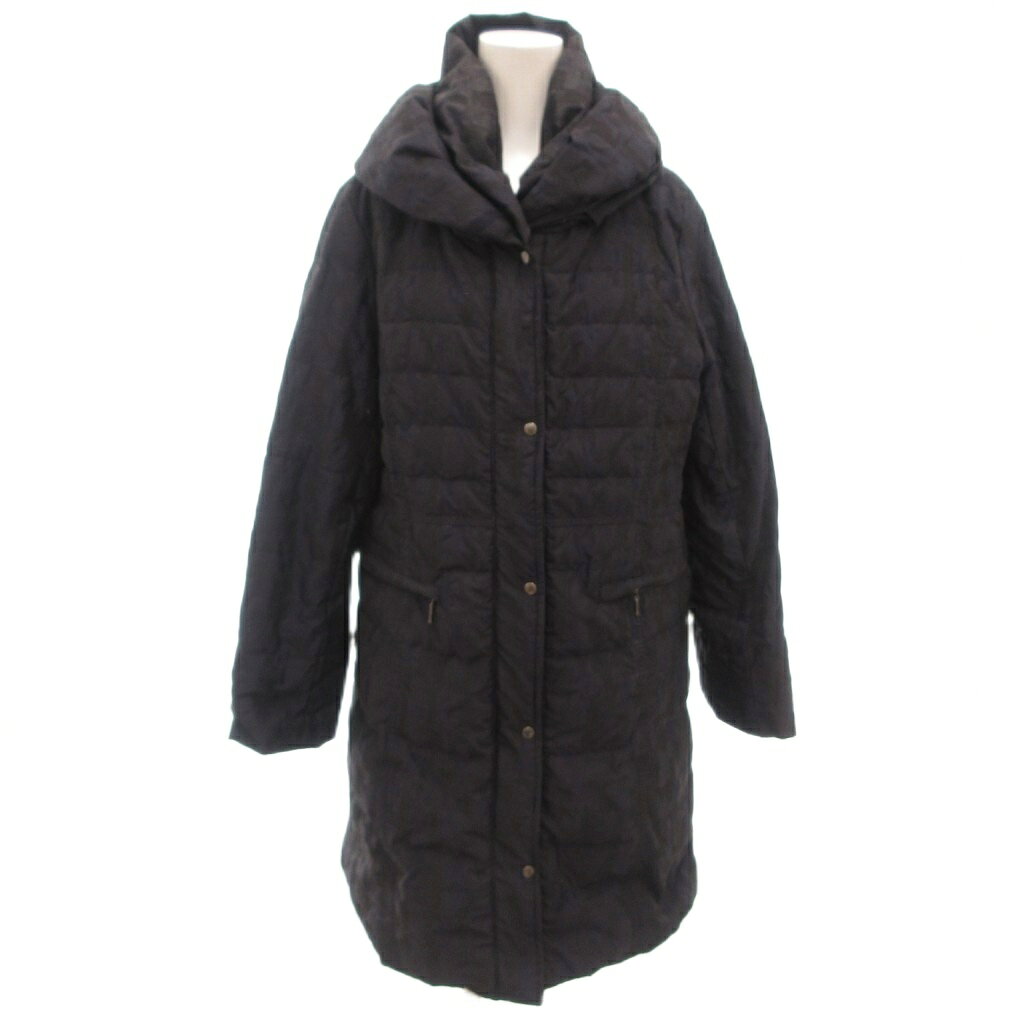 【中古】vie paisible ダウンコート フェザー混 ロング キルティング 総柄 M 紺 ネイビー /KR レディース 【ベクトル 古着】 260305表記サイズM実寸サイズ肩幅：40cm　身幅：44cm　袖丈：60cm　着丈：90c...