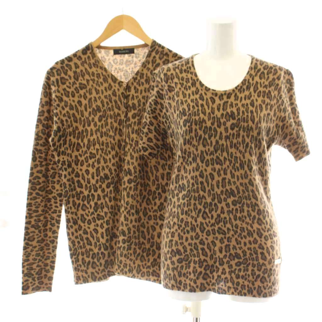 【中古】インゲボルグ INGEBORG カーディガン ウール M 茶色 レオパード柄 長袖 半袖 /DU ■ECC002 レディース 【ベクトル 古着】 260309ブランドインゲボルグ INGEBORG表記サイズM実寸サイズ肩幅：40cm...