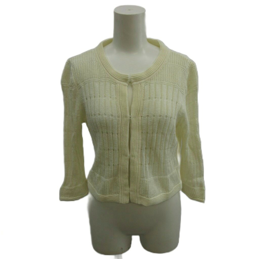 【中古】ピエールカルダン Pierre Cardin カーディガン ニット 七分袖 ショート丈 透かし編み クルーネック M 白 ホワイト /XZ ■ECA003 レディース 【ベクトル 古着】 260326ブランドピエールカルダン Pie...