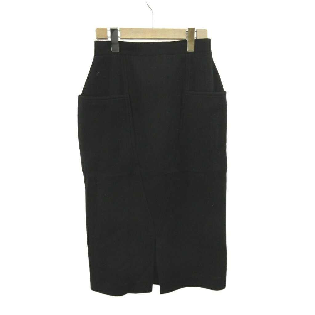 【中古】ハッピーファッション Happy Fashion スカート ウール 40 黒 ブラック 無地 ミディ丈 パッチポケット /NP ■ECB002 レディース 【ベクトル 古着】 260330表記サイズ40実寸サイズウエスト：63cm　...
