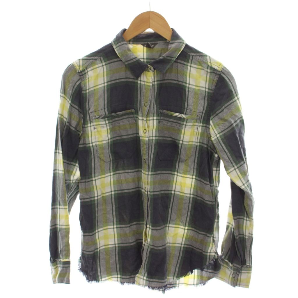 【中古】エディーバウアー EDDIE BAUER シャツ P M グレー 緑 グリーン チェック柄 長袖 フリンジ裾 /LP ■ECB003 メンズ 【ベクトル 古着】 260402ブランドエディーバウアー EDDIE BAUER表記サイズ...