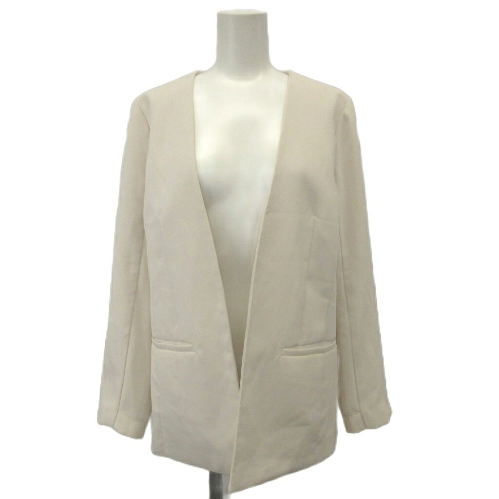 【中古】ジャスグリッティー JUSGLITTY ノーカラージャケット 上着 2 白 ホワイト アイボリー 無地 長袖 /YU ■ECA004 レディース 【ベクトル 古着】 260413ブランドジャスグリッティー JUSGLITTY表記サイ...