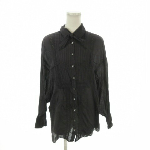 【中古】ジルスチュアート JILL STUART シャツ ブラウス M 薄黒 紺 ネイビー 長袖 ピンタック リボンタイ /AH2 ■ECC004 レディース 【ベクトル 古着】 260427ブランドジルスチュアート JILL STUART...