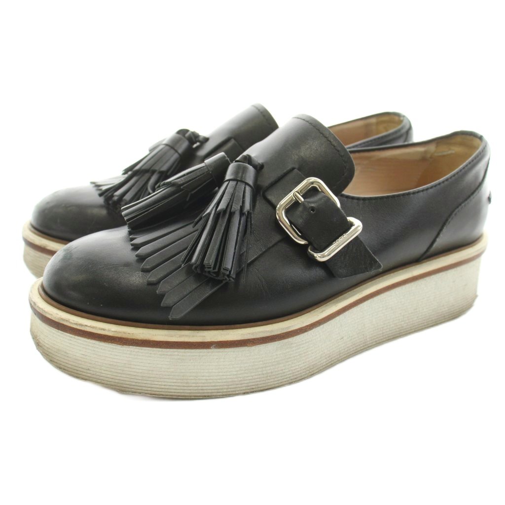 【中古】トッズ TOD'S ローファー 厚底 レザー タッセル 36 黒 ブラック /KU ■GY53 レディース 【ベクトル 古着】 260511ブランドトッズ TOD'S表記サイズ36実寸サイズヒールの高さ：4cm　最大幅：9cm　　素...