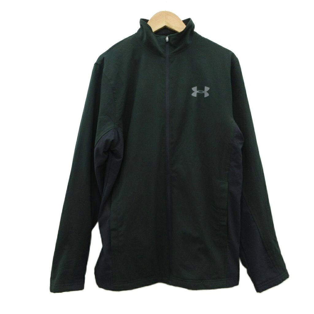 【中古】アンダーアーマー UNDER ARMOUR スポーツウエア ジャケット ミドル丈 SM 緑 グリーン 黒 ブラック スタンドカラー ロゴプリント /MA14 ■ECA005 メンズ 【ベクトル 古着】 260521ブランドアンダーア...