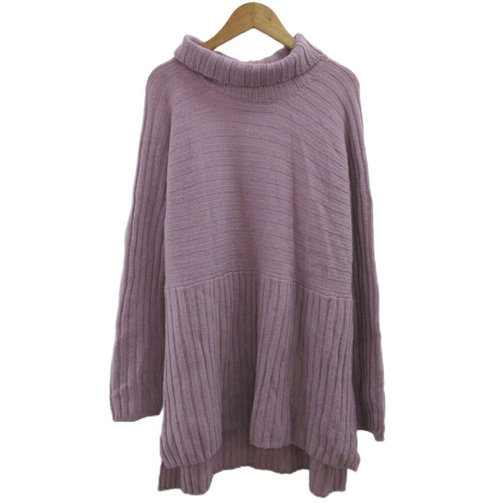 【中古】アーバンリサーチ サニーレーベル URBAN RESEARCH Sonny Label ナチュール Natwool ニット セーター ウール Free ラベンダー タートルネック 長袖 リブニット チュニック丈 /RY ■GY70 ...