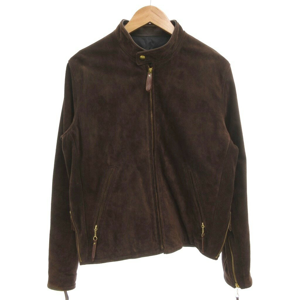【中古】ビーピーアールビームス bpr BEAMS スエード シングルライダースジャケット ジップアップ カウレザー 牛革 S 茶 ブラウン 38-18-0706-343 /GV ■ECE006 メンズ 【ベクトル 古着】 260613ブラ...