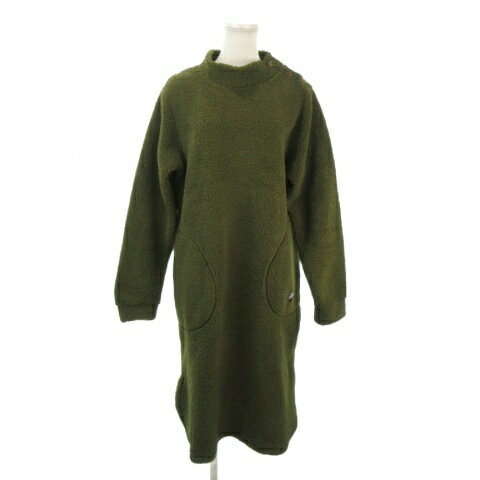 【中古】ニードルワークス NEEDLE WORKS ボアワンピース S 緑 カーキ ハイネック 長袖 ポケット付き /AO16 ■GY70 レディース 【ベクトル 古着】 260624表記サイズS実寸サイズ身幅：54cm　着丈：97cm　ゆ...