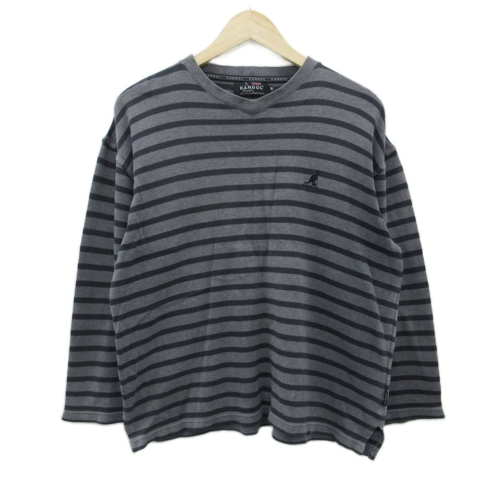 【中古】カンゴール KANGOL Tシャツ カットソー M グレー ボーダー柄 Vネック 長袖 /SM6 ■ECB006 メンズ 【ベクトル 古着】 260709ブランドカンゴール KANGOL表記サイズM実寸サイズ肩幅：54cm　身幅：5...