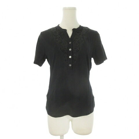 【中古】未使用品 ローラアシュレイ LAURA ASHLEY カットソー M 黒 ブラック レース 半袖 ヘンリーネック /CK32 ■ECA007 レディース 【ベクトル 古着】 260715ブランドローラアシュレイ LAURA ASHL...
