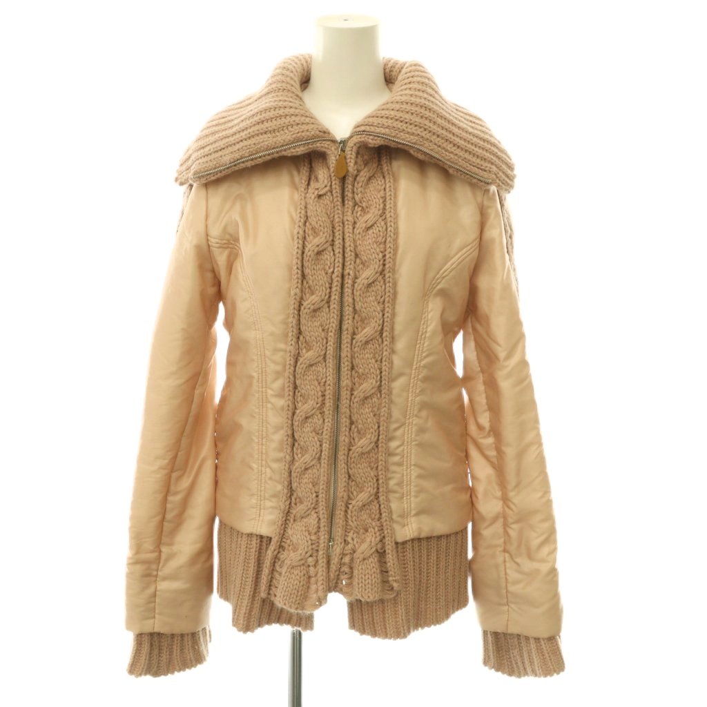 【中古】エルマノシェルビーノ ERMANNO SCERVINO ニット中綿ジャケット ジャケット ナイロン ウール ジップアップ アウター 44 ピンク /HS ■GY62 レディース 【ベクトル 古着】 260714ブランドエルマノシェル...
