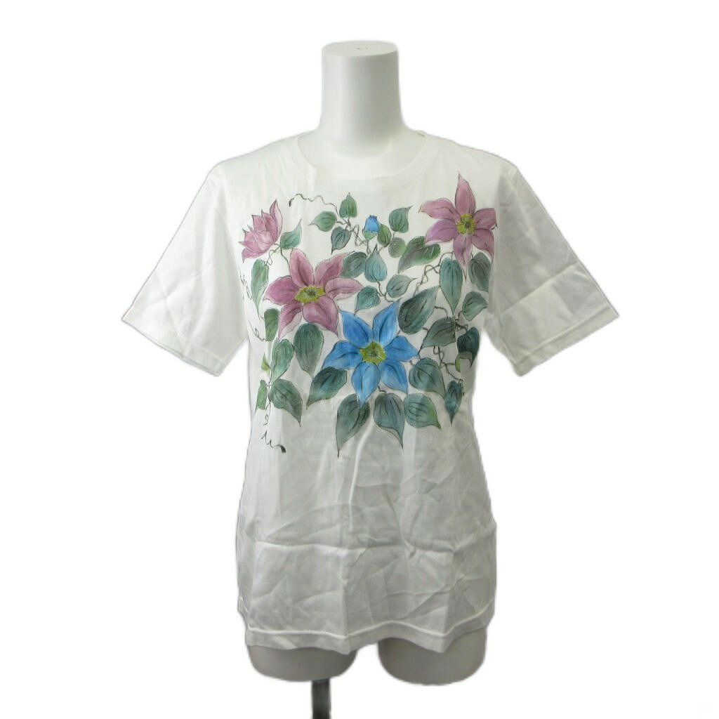【中古】未使用品 グレイスビューティーベーシック GRACE BEAUTY BASIC Tシャツ カットソー 半袖 クルーネック 花柄 M 白 ホワイト /XZ ■ECA007 レディース 【ベクトル 古着】 260712表記サイズM実寸サ...