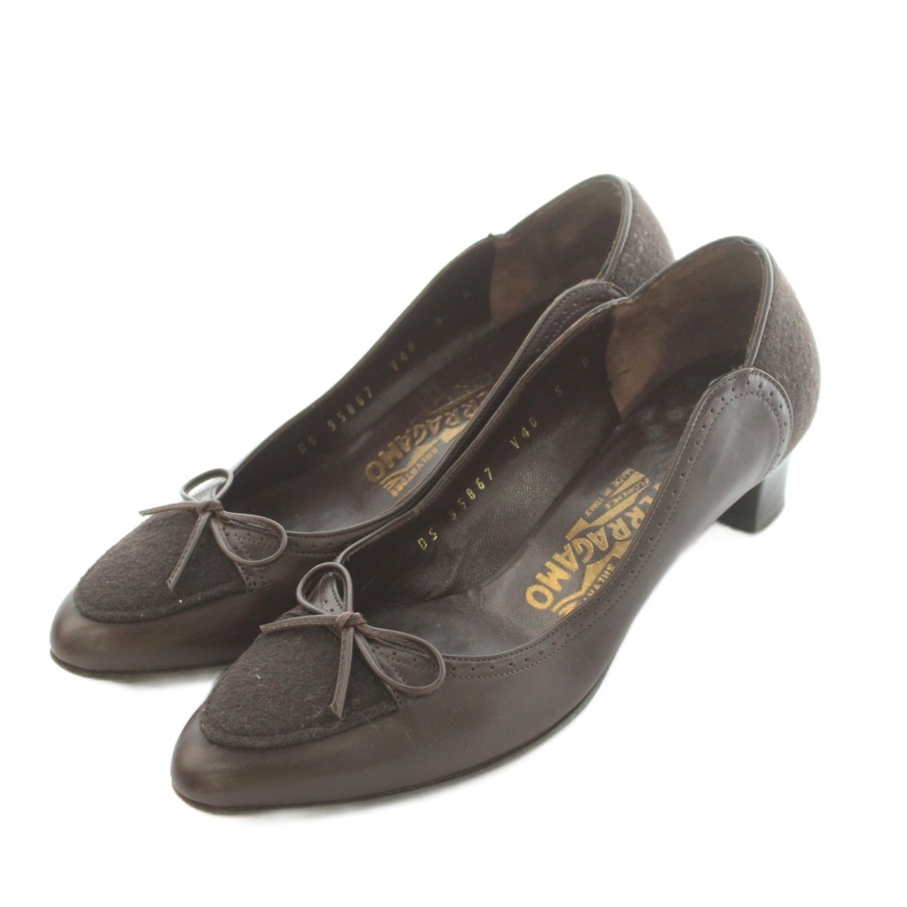 【中古】サルヴァトーレフェラガモ Salvatore Ferragamo パンプス リボン 5 22.5cm 茶 ブラウン /MI ■GY53 レディース 【ベクトル 古着】 260807ブランドサルヴァトーレフェラガモ Salvatore...