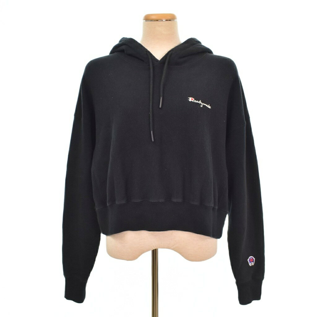 【中古】レディメイド READYMADE PIONCHAM HOODIE プルオーバーパーカー スウェット 長袖 ロゴ刺繍 ショート丈 オーバーサイズ M 黒 ブラック レディース 【ベクトル 古着】 260401ブランドレディメイド RE...