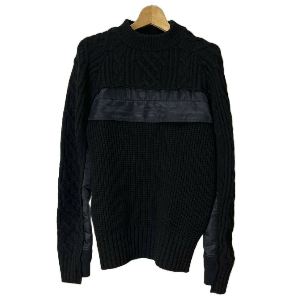 【中古】サカイ sacai 19AW ドッキングニット セーター 長袖 クルーネック ラグランスリーブ ウール 1 S 黒 ブラック 紺 ネイビー 19-02118M メンズ 【ベクトル 古着】 251003ブランドサカイ sacai表記サ...