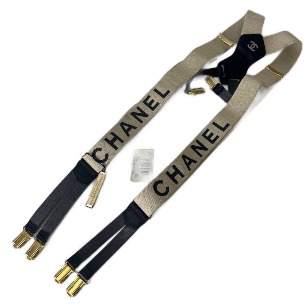 【中古】シャネル CHANEL サスペンダー ココマーク ベルト キャンバス レザー アーカイブ ヴィンテージ レディース ベージュ ブラック ☆AA★ レディース 【ベクトル 古着】 260515ブランドシャネル CHANEL実寸サイズ全...
