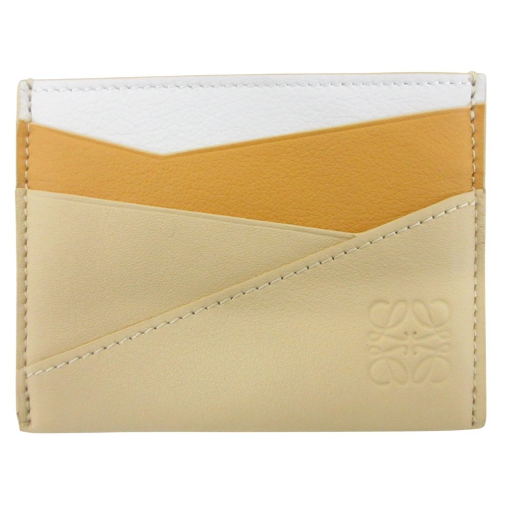 【中古】ロエベ LOEWE 美品 パズル プレーン カードホルダー カードケース 定期入れ クラシックカーフ レザー 皮革 ベージュ オレンジ ☆AA★ レディース 【ベクトル 古着】 260122ブランドロエベ LOEWE実寸サイズヨコ：...