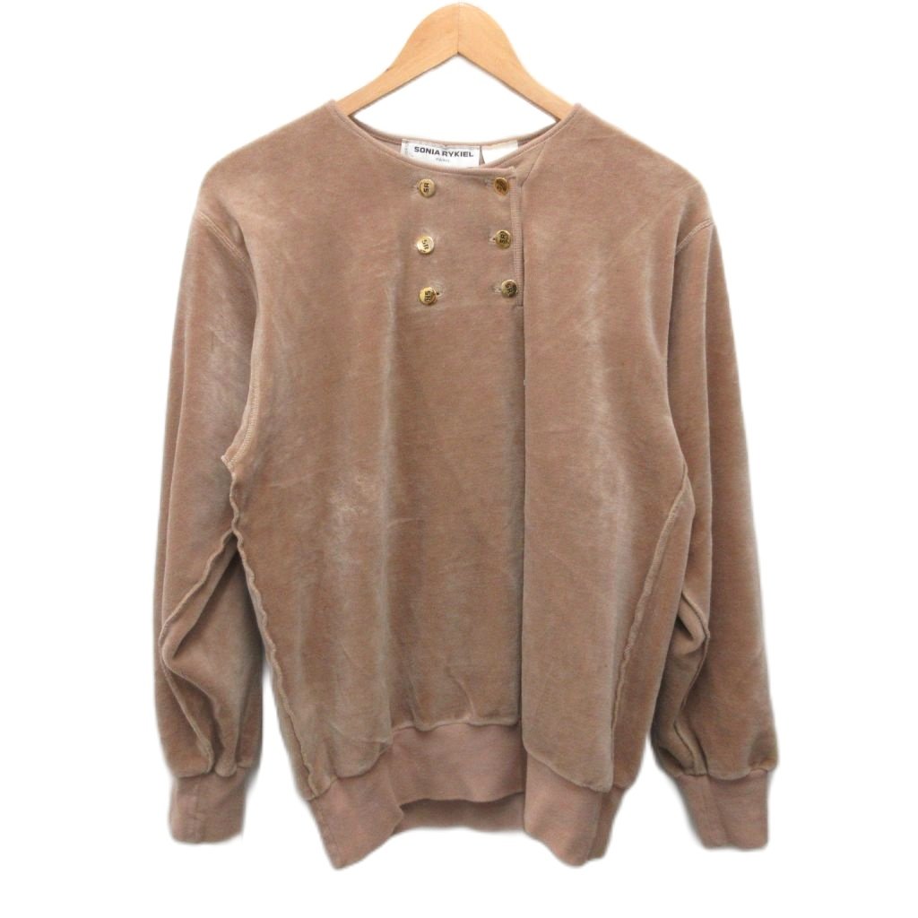 【中古】ソニア ソニアリキエル SONIA SONIA RYKIEL トレーナー スウェット ベロア 金ボタン ベージュ 約M ■IBO96 レディース 【ベクトル 古着】 260518ブランドソニア ソニアリキエル SONIA SONIA...