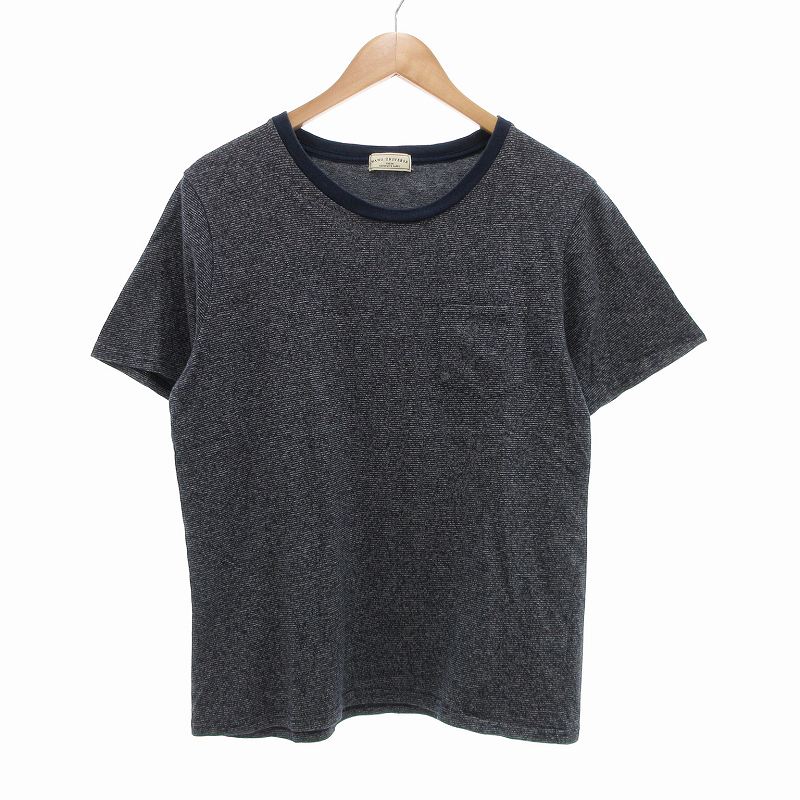 【中古】ナノユニバース nano universe Tシャツ 半袖 ボーダー L 紺系 BA72TT0221SK /UO メンズ 【ベクトル 古着】 250714ブランドナノユニバース nano universe表記サイズL実寸サイズ肩幅：...