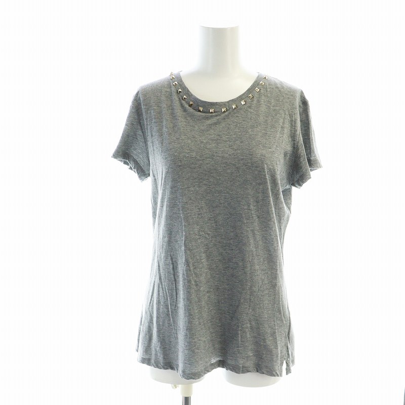 【中古】ヴァレンティノ ガラヴァーニ VALENTINO GARAVANI Rockstud T Tシャツ カットソー 半袖 スタッズ ロゴ ラウンドネック S グレー ■GY17 /MQ レディース 【ベクトル 古着】 250821ブラン...