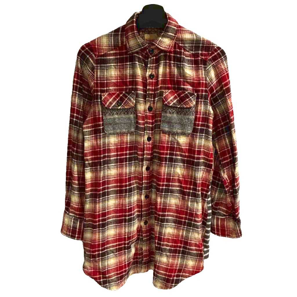【中古】ジーンナッソーズ JEAN NASSAUS シャツ 長袖 チェック柄 ニット 切替 ドット ボーダー3 赤 レッド ■GY9 メンズ 【ベクトル 古着】 260320ブランドジーンナッソーズ JEAN NASSAUS表記サイズ3実寸...