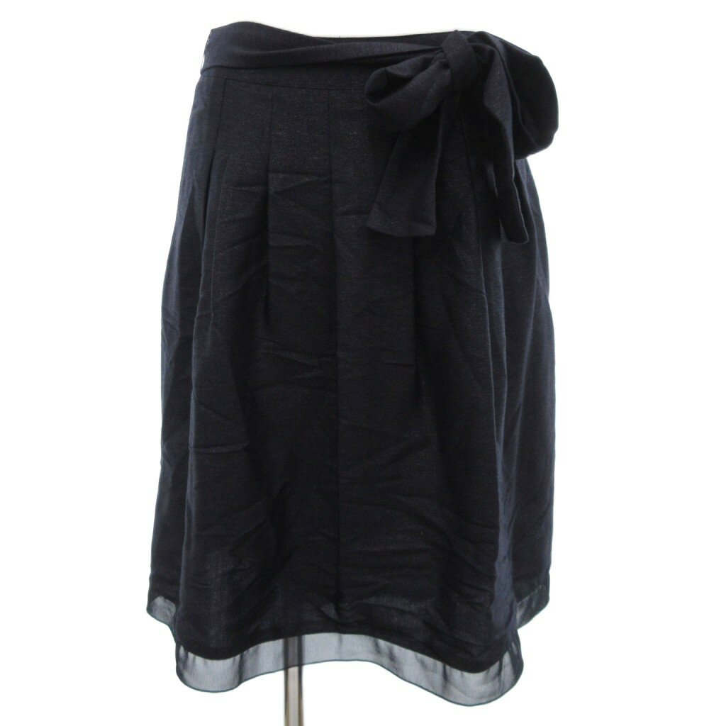 【中古】ナチュラルビューティー NATURAL BEAUTY フレアスカート ひざ丈 リボン ラメ 38 紺 ネイビー /JS レディース 【ベクトル 古着】 250912ブランドナチュラルビューティー NATURAL BEAUTY表記サイ...