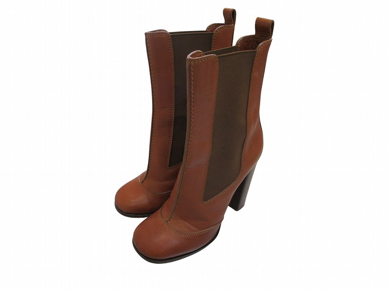 【中古】セリーヌ CELINE サイドゴアブーツ ハイブロックヒール ブラウン 37 レディース 【ベクトル 古着】 260614ブランドセリーヌ CELINE表記サイズ37実寸サイズ履き口周り：26cm　筒高：15cm　ヒールの高さ：11...