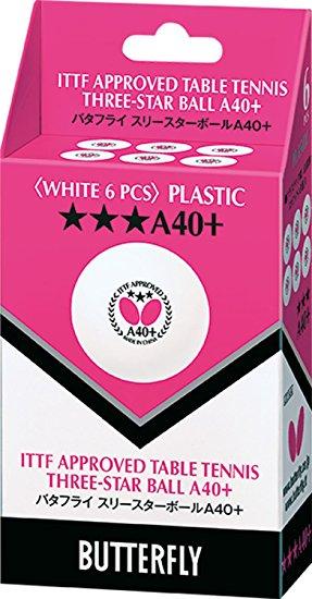 商品名 &nbsp;Butterfly(バタフライ )　バタフライスリースターボールA40＋（6個）　ホワイト &nbsp;商品説明