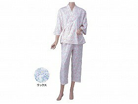 商品名 &nbsp;婦人カラーおくつろ着/サックス/L 神戸生絲 86　送料込！ &nbsp;商品説明 ゆったりと着られるパジャマ型ねまき※柄の指定はできません。○サイズ：L（上身丈69、ズボン丈96、適合身長160〜165cm）○日本製重...