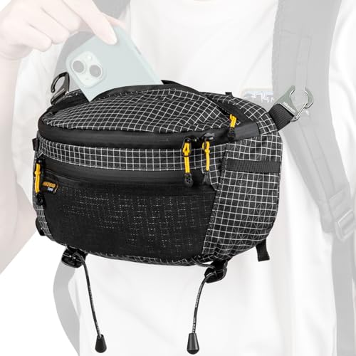 アウトドアバッグブラック/26 x 7 x 13 cm/HKJP-chestbag-002・Color:ブラック・いいフィット感でリュックの容量を拡張可：ショルダーベルトは取り外したり、調整したりすることができる。地図やスマホなどを入れてリ...