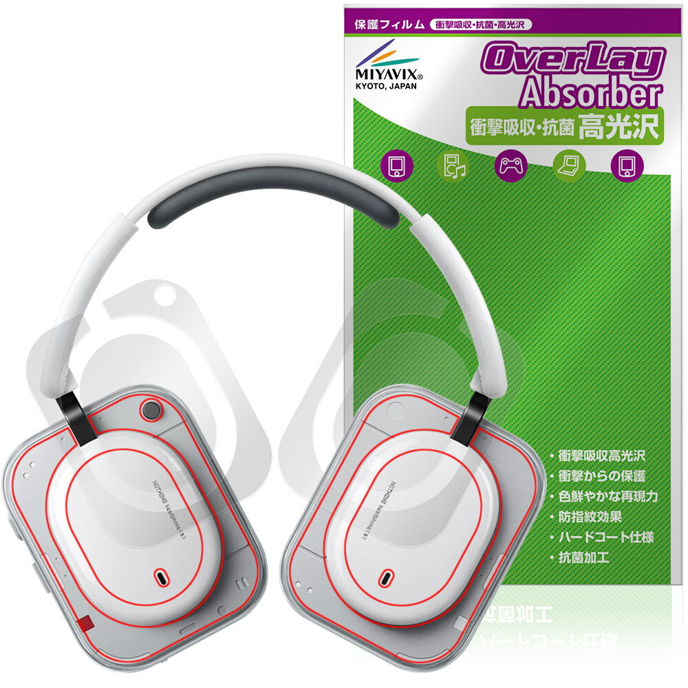 ナッシング「Nothing Headphone (a)」に対応した衝撃から保護する液晶保護シート！ 衝撃吸収・抗菌・高光沢タイプ OverLay Absorber(オーバーレイ アブソーバー) 高光沢！ 液晶画面の汚れやキズ付き、ホコリから...