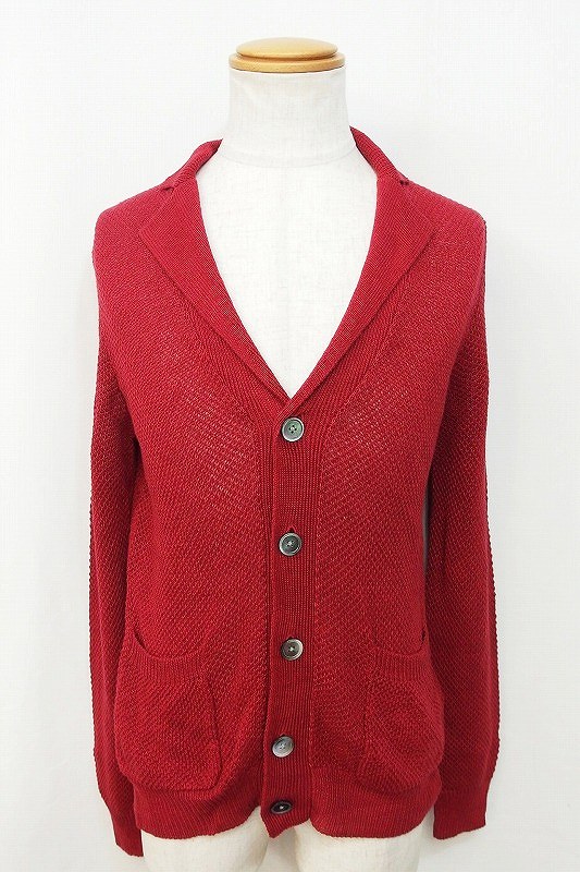 商品名ETONNE　メンズ　ニット L カラー赤 サイズ ( cm )表記サイズ LARGE・ 肩幅(平置) 37・ 身幅 40・ 袖丈 68・ 着丈 70素材麻100季節の目安・秋冬　※品質タグや素材もご参考くださいコンディションレベルA...