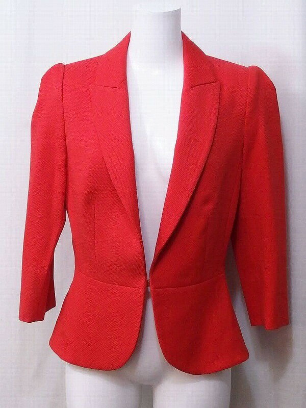 商品名未使用品！DAMSEL 七分袖　ジャケット カラーレッド系オレンジ サイズ ( cm )サイズ表記 ： UK：10 ER：38/D：36/US：6・ 肩幅35(平置) ・ 身幅45 ・ 袖丈47 ・ 着丈57素材表地：コットン57％　...