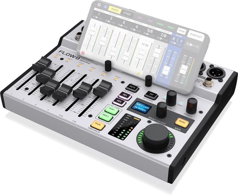 Behringer デジタルミキサー 8チャンネル USBオーディオインターフェース搭載 Bluetoothリモートコントロール/ストリーミング対応 FLOW 8ワイヤレスリモートコントロール機能付きの低ノイズ、ハイヘッドルームデジタルミキ...