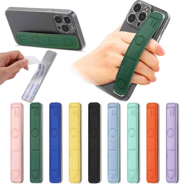 スマホベルト スマホバンド スマホ指リングホルダー CNEVISON スマホ 手首 ハンドストラップ レザー スマホグリップ かわいい 落下防止 薄型 滑り止め付き 粘着式 補助バンド おしゃれ スライ【落下防止＆滑り止め付きの安心設計】強...