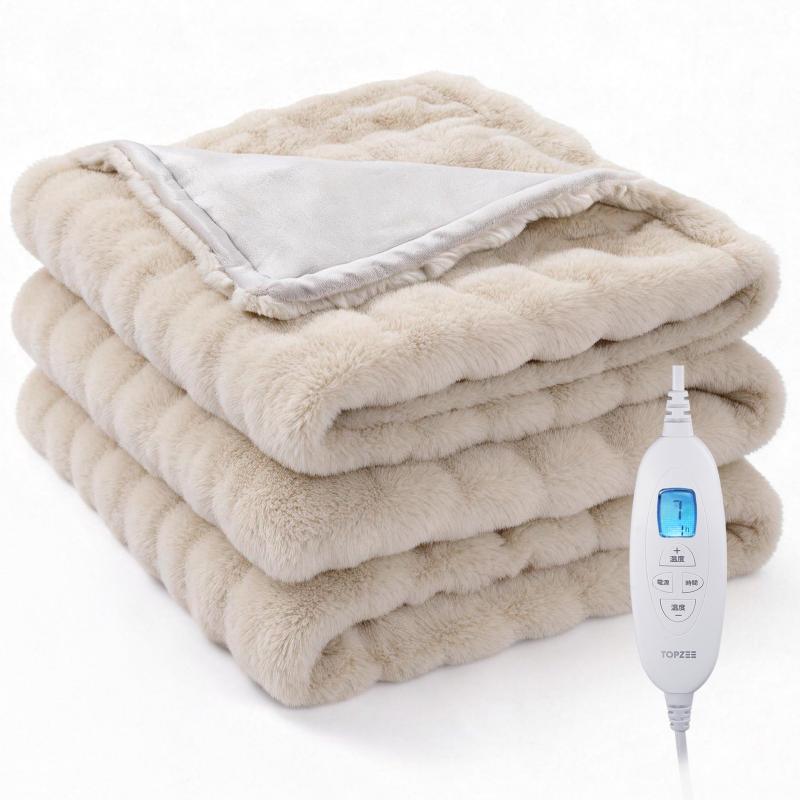 電気毛布『ふわふわ雲のような、至福の温もり』TOPZEE かけ敷き兼用 でんき掛敷毛布 ラビットファー調 電気かけしき毛布 毛玉なし電気敷毛布 でんきもうふ 掛け 省エネ 暖房器具 ふわとろ 「新感覚・寝床が雲の上に? 究極のふわとろ肌触り...
