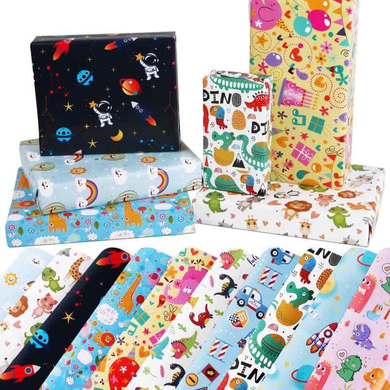 CCINEE 包装紙 ラッピングペーパー 子供向け Wrapping paper 10枚 51*75cm おしゃれ アニメ柄 子供の日 誕生日 ギフト包装 贈り物 プレゼントサイズ：約51×75CM 数量：10枚(10柄×各1枚)デザイン：...