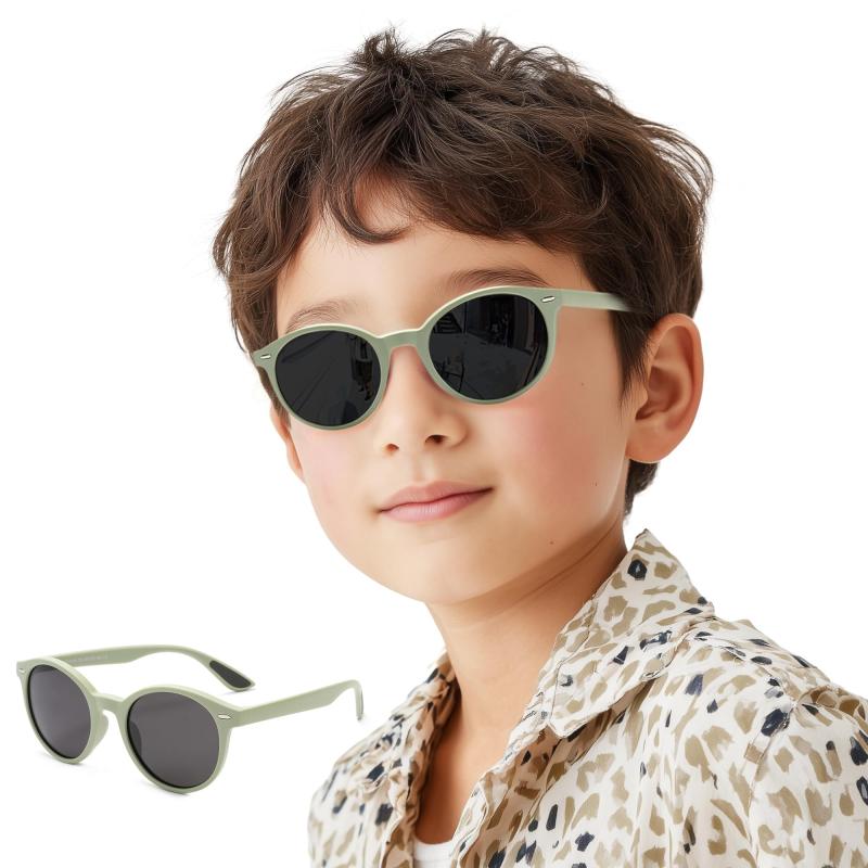 [FEISEDY] キッズ 偏光 子供用サングラス スポーツ サングラス TAC偏光 UV400 紫外線カット 可愛い 丸型 超軽量 19g TPEEフレーム 野球 釣り 登山 自転車 サイクリング B1410【3～12歳のボーイズ＆ガール...