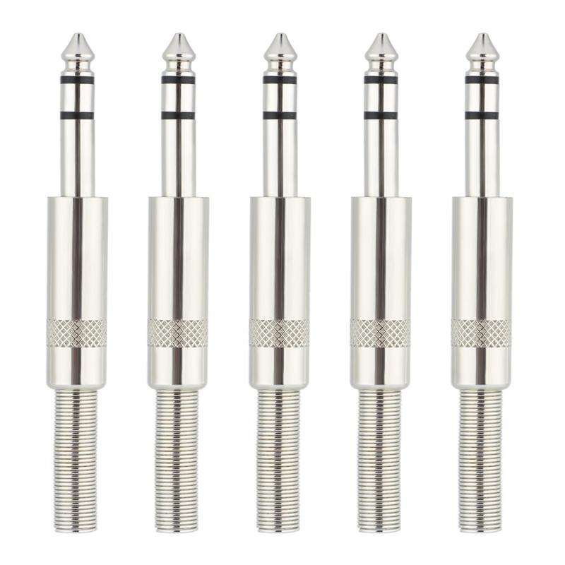 Richer-R 5 PCS ステレオミニプラグ フジパーツ 変換アダプタ 金メッキ はんだ付けタイプ 6.35mmステレオ 合金構造 DIYオーディオアダプタオスプラグ360度のグリップトレッドを使用すると、容易にプラグを差したり取り外し...