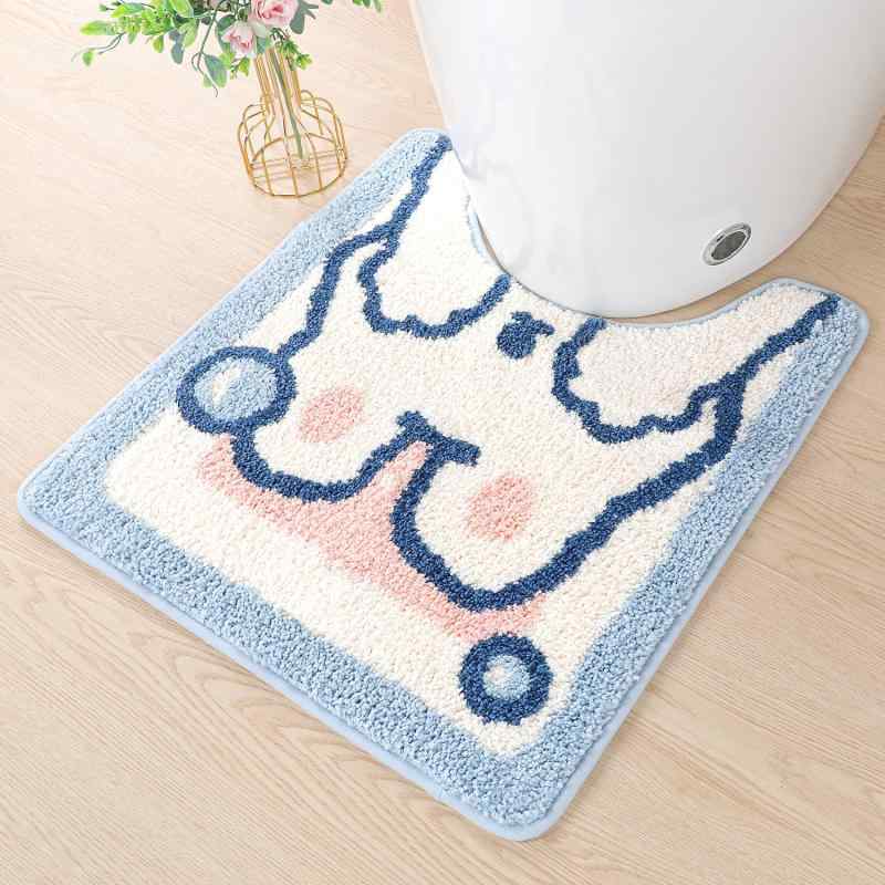 かわいい トイレマット おしゃれ バスマット 吸水速乾 足ふきマット キッチン シャギー ふわふわ 丸洗い 高耐久, 50x55cm&amp;#9989;【踏み心地よい】：超極細のマイクロファイバー素材を採用、頬ずりしたくなるようなふわふわ...