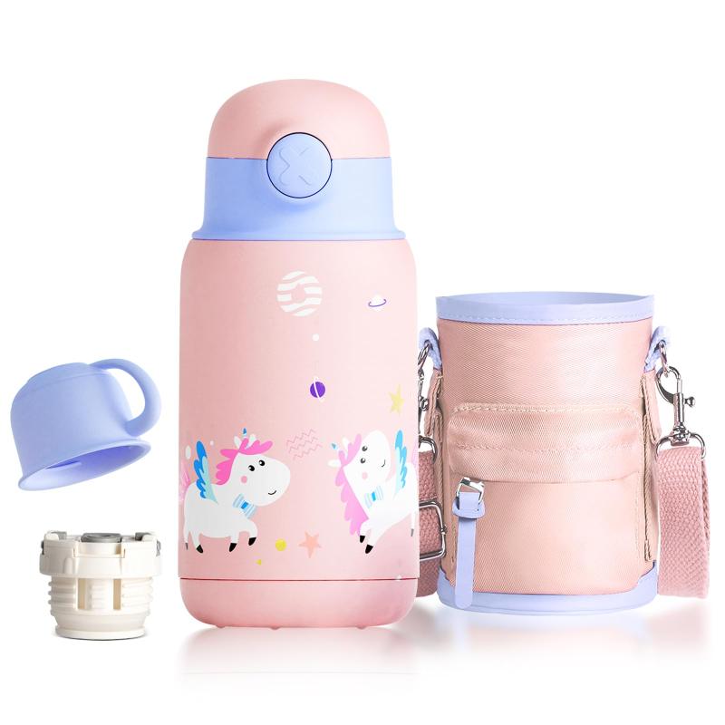 Fjbottle 600ml 子供 水筒 2WAY ストロー ワンタッチ 直飲み キッズボトル…