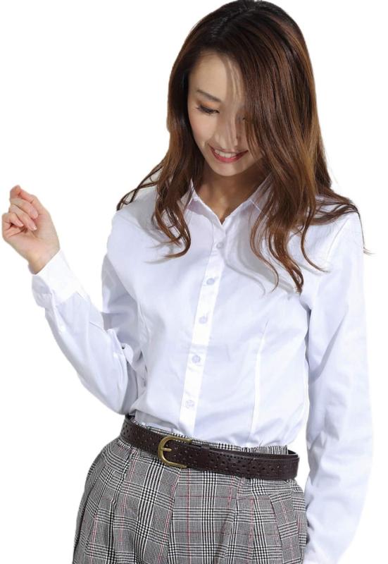 [An.Shulla] 長袖 カッターシャツ ビッグサイズ （XS～8XL 白 黒 ワイシャツ ブラウス レディース 学生服 オフィス 通勤 通学 トップス 清楚