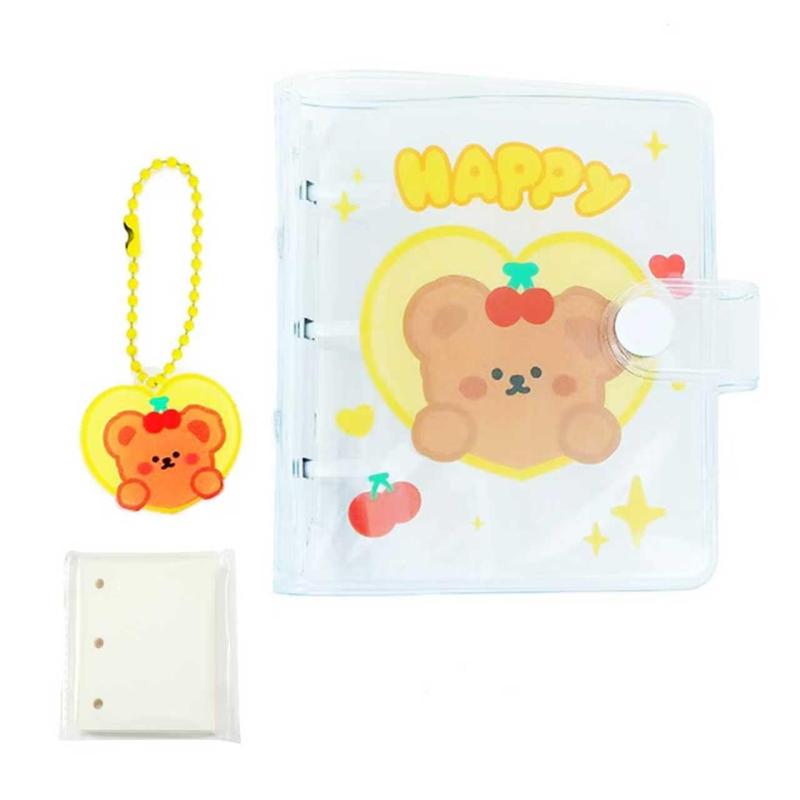 ポクミル シール帳 透明 【カバンに入るA8 手のひらサイズ】内側の10ページ かわいい はがせる ミニ3穴 シール帳 女の子 外加 60枚の空白の紙芯 シール収納 推し活グッズ 整理習慣も養えます【商品サイズ】この可愛らしい透明3リングア...