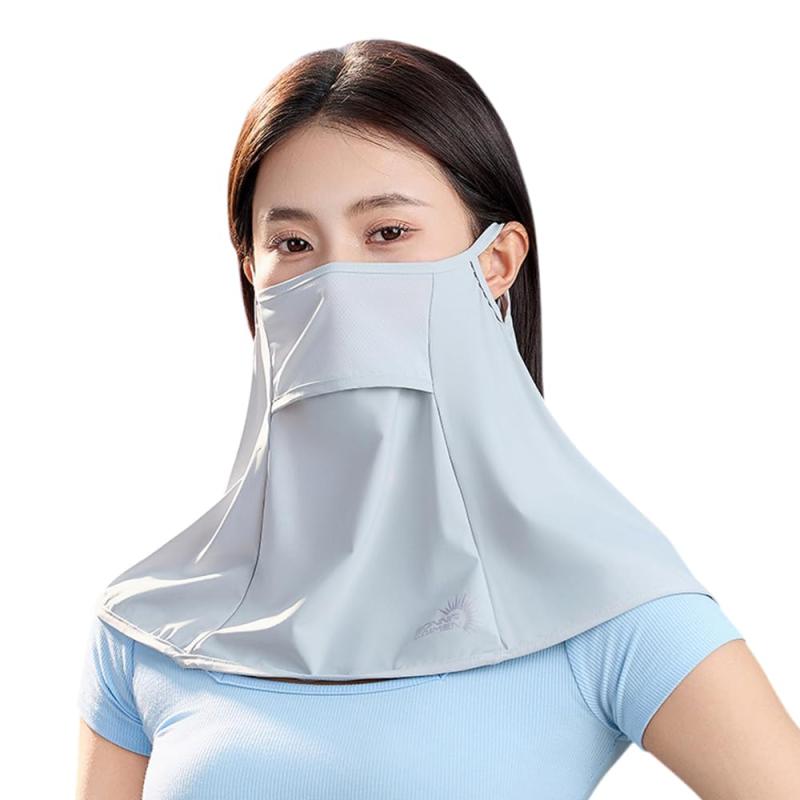 [MEPOKI] フェイスカバー ネックガード レディース 夏用【開口部を設けた構造・呼吸しやすいフェイスカバー】UPF50＋認証済み・360度大範囲紫外線保護・接触冷感3-5℃ 吸汗速乾 ネックカバー 【開口部を設けた呼吸しやすい設計】フ...